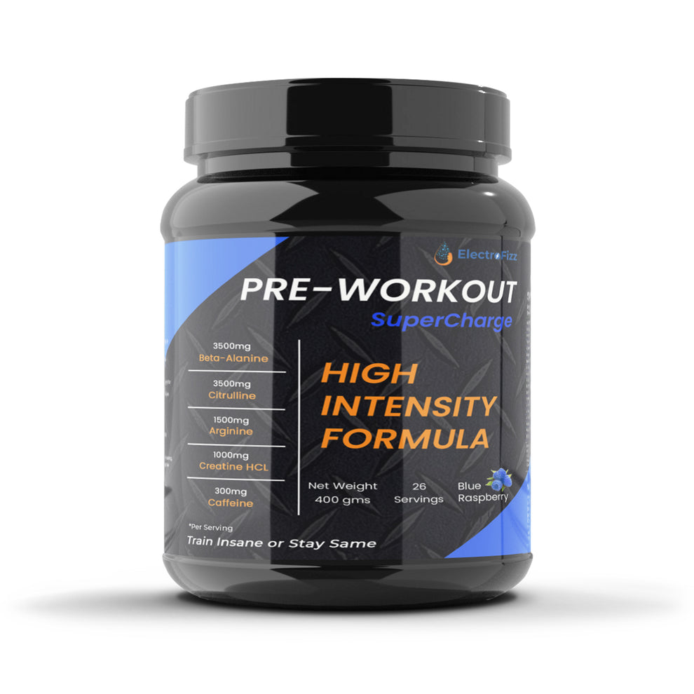 BuyElectroFizz Pre-Workout SuperCharge Blue Raspberry Flavour, 400gm ...