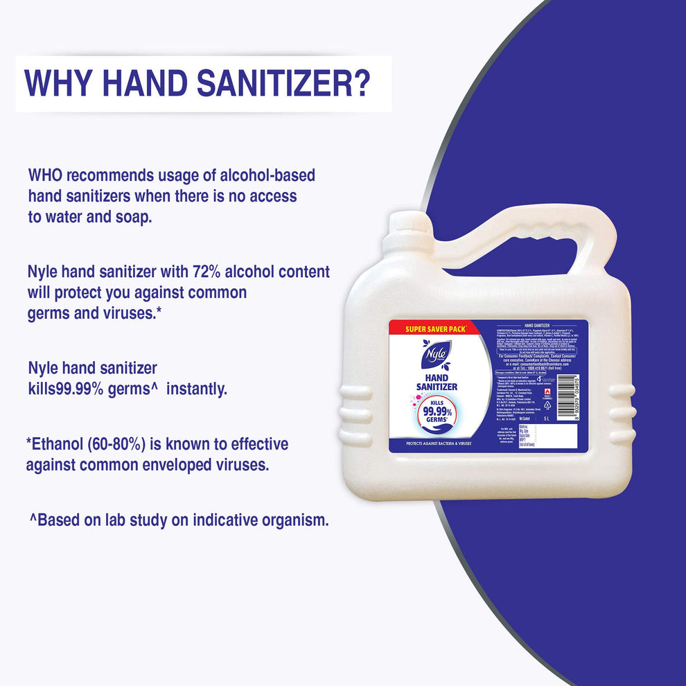Nyle Hand Sanitizer 72% Alcohol, 5L : ClickOnCare.com