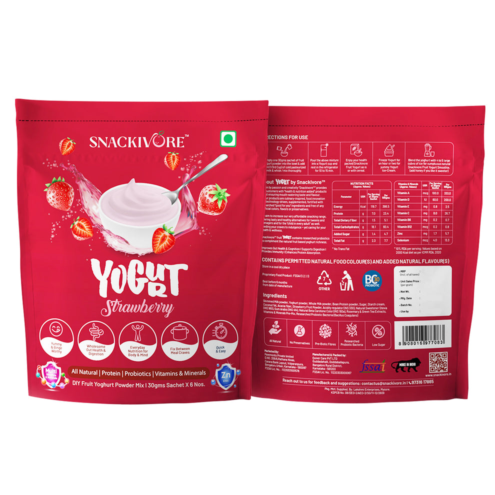Snackivore Fruit Yogurt Powder Mix | Strawberry | ClickOnCare.com
